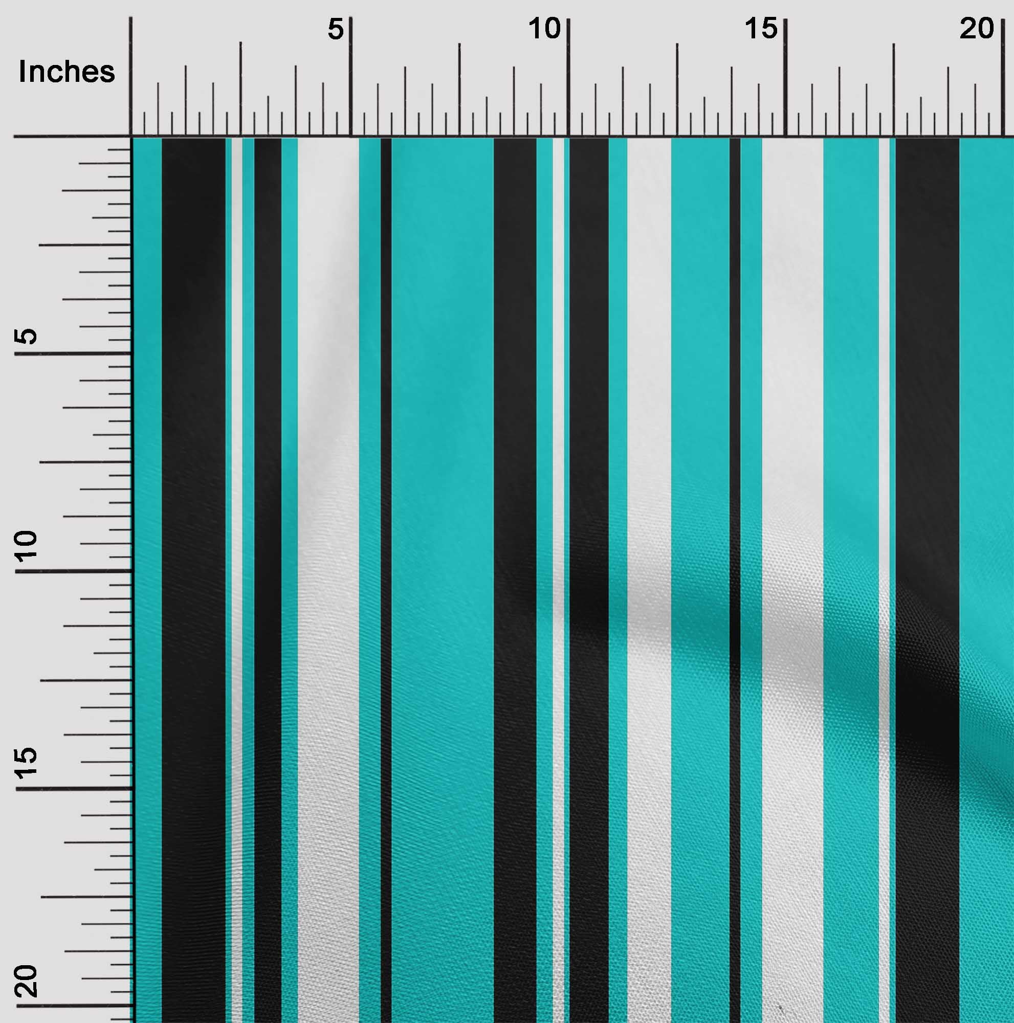 oneOone Cotton Jersey Turquoise Blue Fabric Stripes Dress Material ...