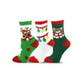 TeeHee Christmas Holiday Cozy Fuzzy Crew Socks 3-Pack for Women (Santa ...