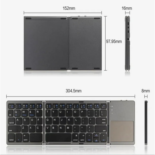Teclado Inalámbrico Plegable Portátil Bluetooth Ele-Gate TC15 con Track ...