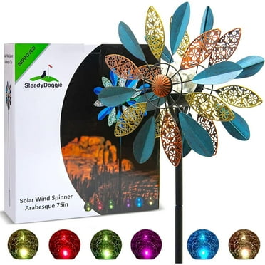 74in Solar LED Lighting Arabesque Garden Wind Spinner, Double-Sided ...
