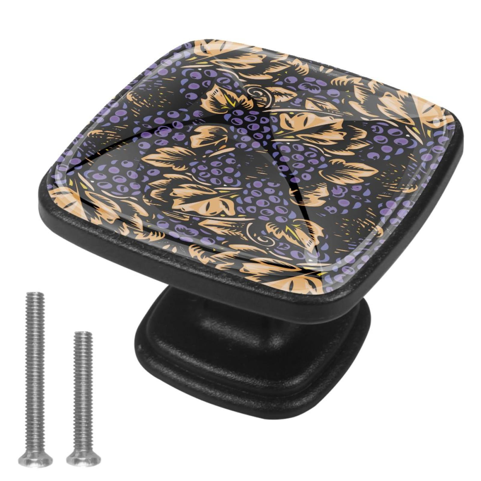 4 Pcs Cabinet Handle Drawer Pulls Grape Purple Knobs with Screws Square Furniture Office Cabinet ...