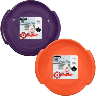 Superio Round Snow Saucer Sled, Red and Fuchsia 2 Pack Spiral 26 ...