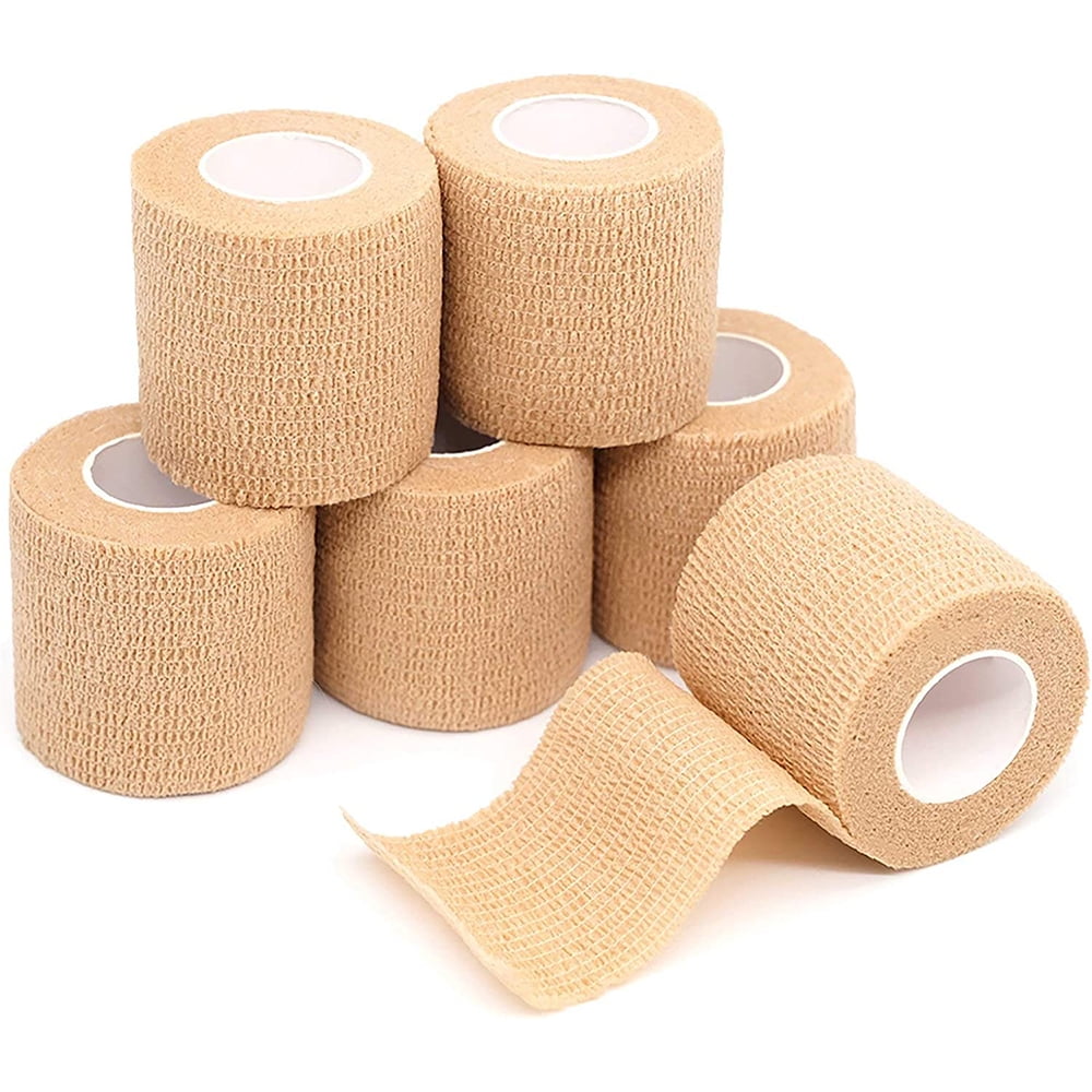 6 Pack Self Adhesive Bandage Wrap 1"x 5 Yards Non-Woven Cohesive Wrap ...