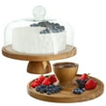Elama Acacia Wood Multi-Function Cake Stand with Glass Dome Lid ...