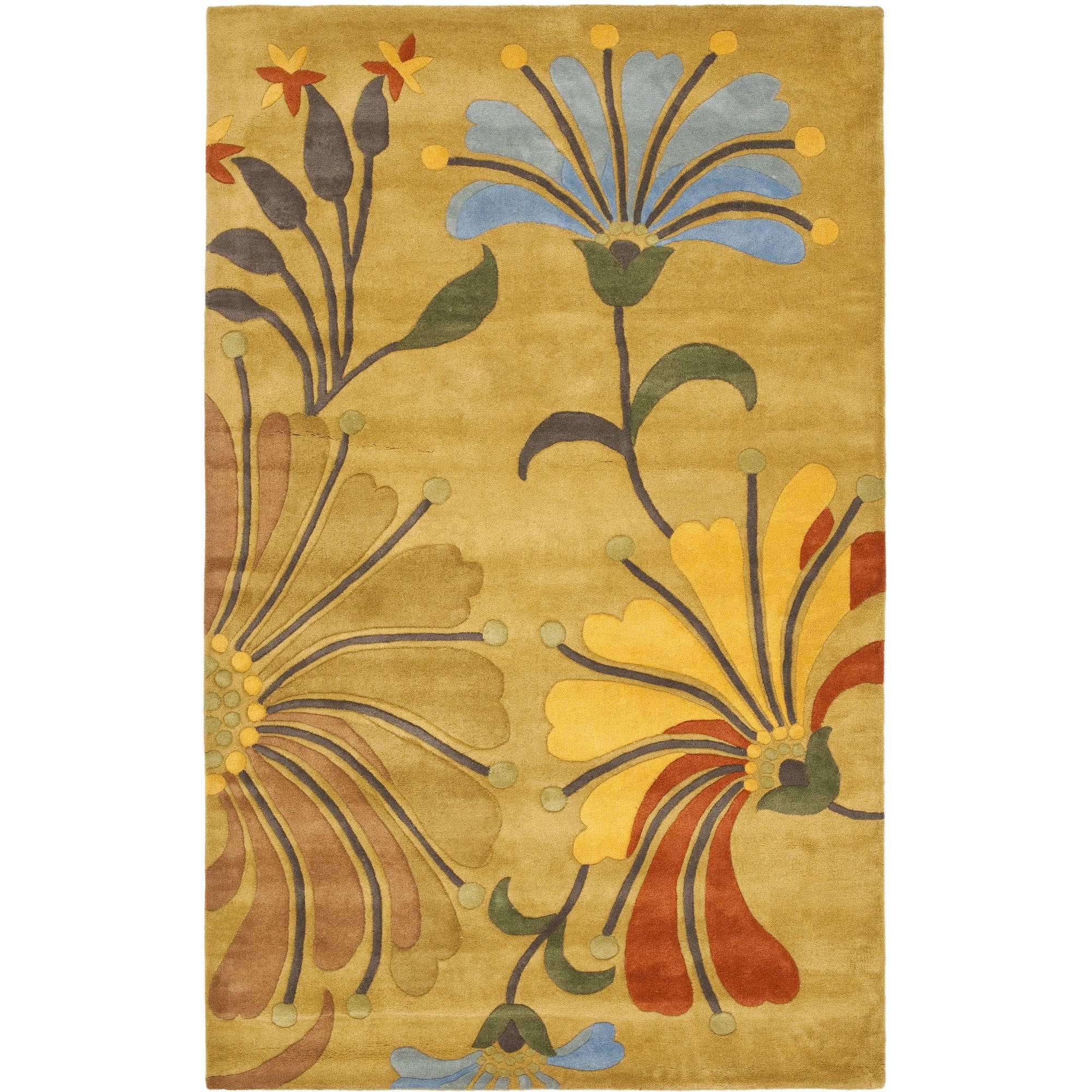 SAFAVIEH Soho Gibson Floral Wool Area Rug, Golden Olive, 5' x 8 ...