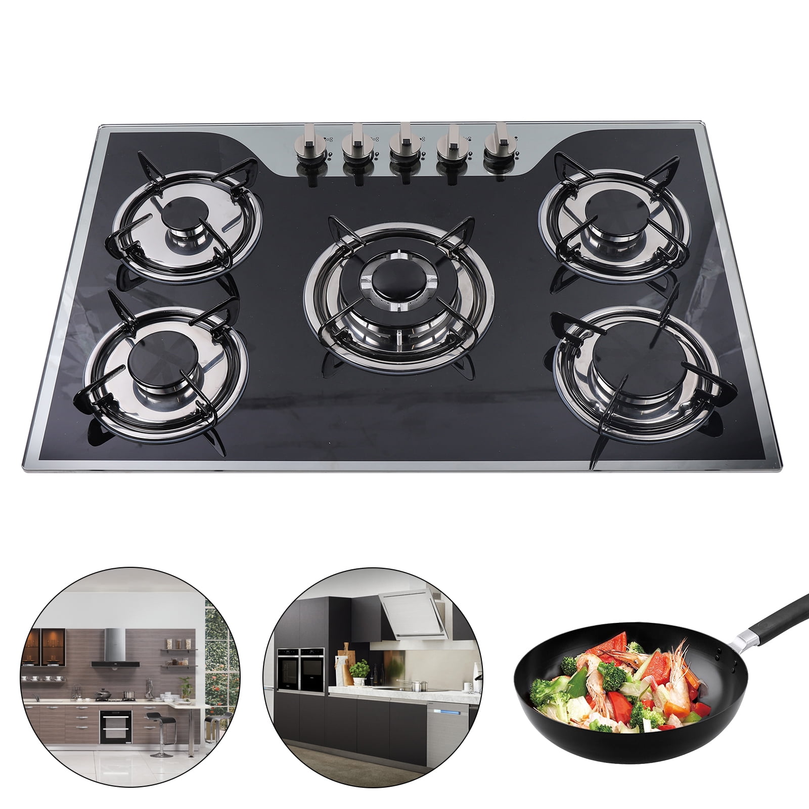 30.3" Built-in Gas Cooktop 5 Burners Gas Stove Gas Hob Stovetop ...
