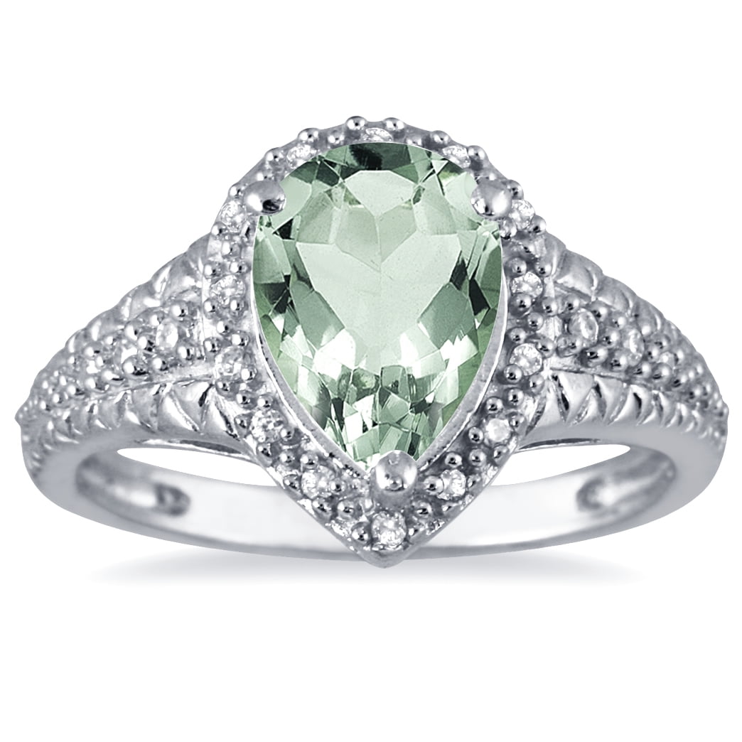 Green Amethyst Pear Ring