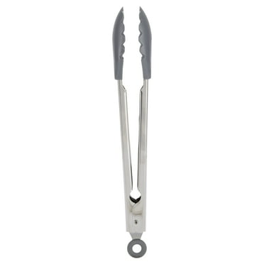 "GoodCook Large Serving 10"" Chrome Plated Kitchen Loop Tongs, Silver ...