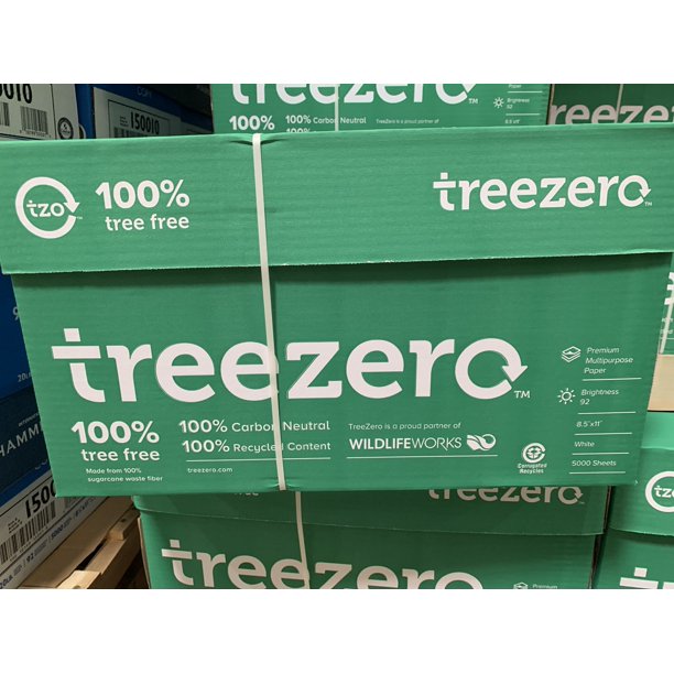Tree Zero Copy Paper, 20lb, 8.5x11, 92 Bright, Carton-5,000 Sheets ...
