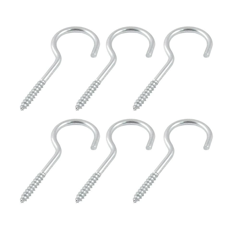 Wideskall 4" inch Zinc Plated Steel Metal Round End Screw Hooks for ...