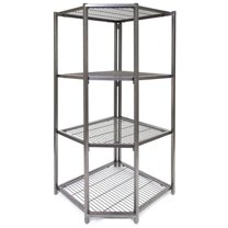 Origami R3 Foldable 3-Tiered Shelf Storage Rack & Wheels, Pewter (4 ...