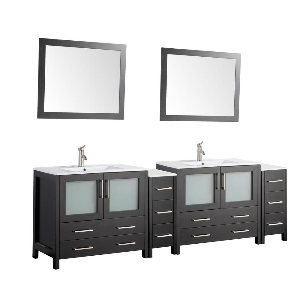 Vanity Art 96 inch double sink bathroom vanity set with ceramic vanity ...
