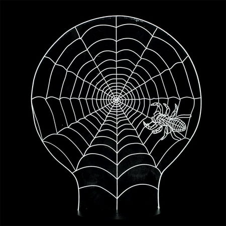 3D Illusion Night 7 Color Change Cobweb LED Desk Table Light Lamp Touch ...