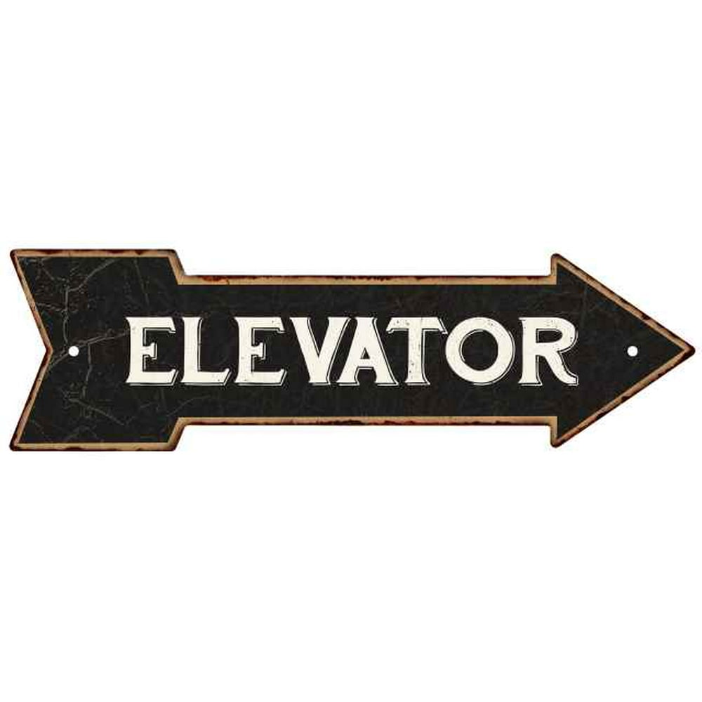 Elevator Black Rt Arrow Vintage Looking Metal Sign 5x17 205170003010 ...