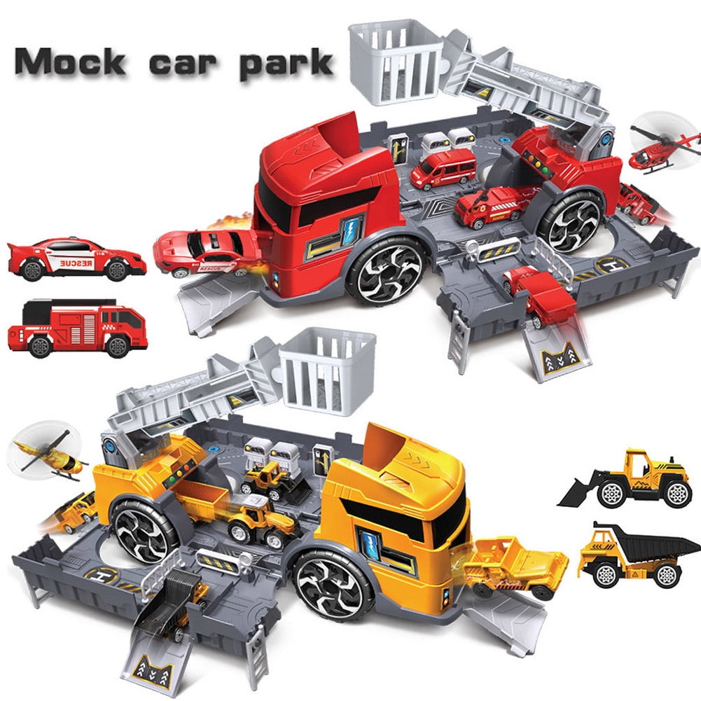 Carrier Truck Transport Car Toy Set Vehicle Transformer Parking Lot ...