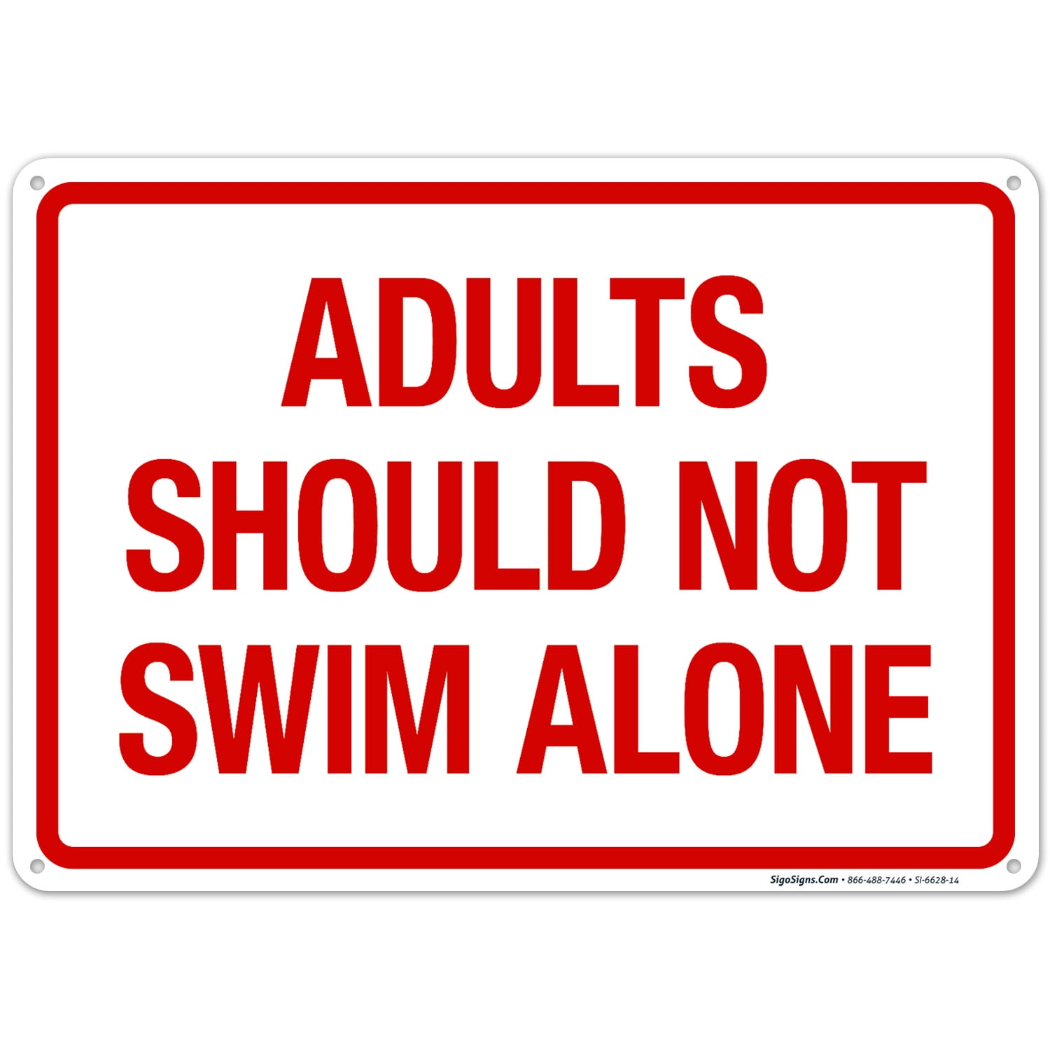 Adults Should Not Swim Alone Sign, Pool Sign, - Walmart.com