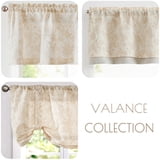 Curtainking 16 inch Floral Double Layer Kitchen Valance, Rod Pocket, 1 ...