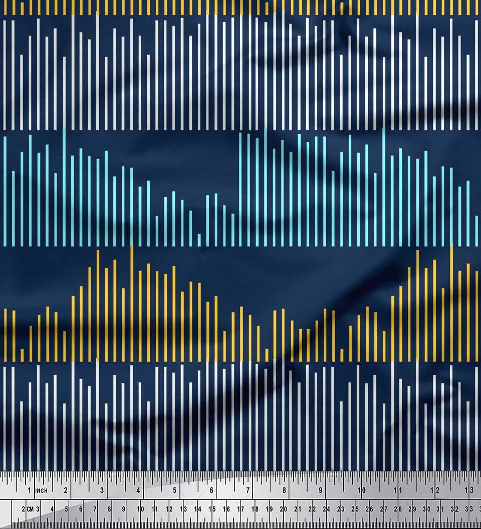 Soimoi Cotton Poplin Fabric Musical Sound Wave Lines Shirting Print ...