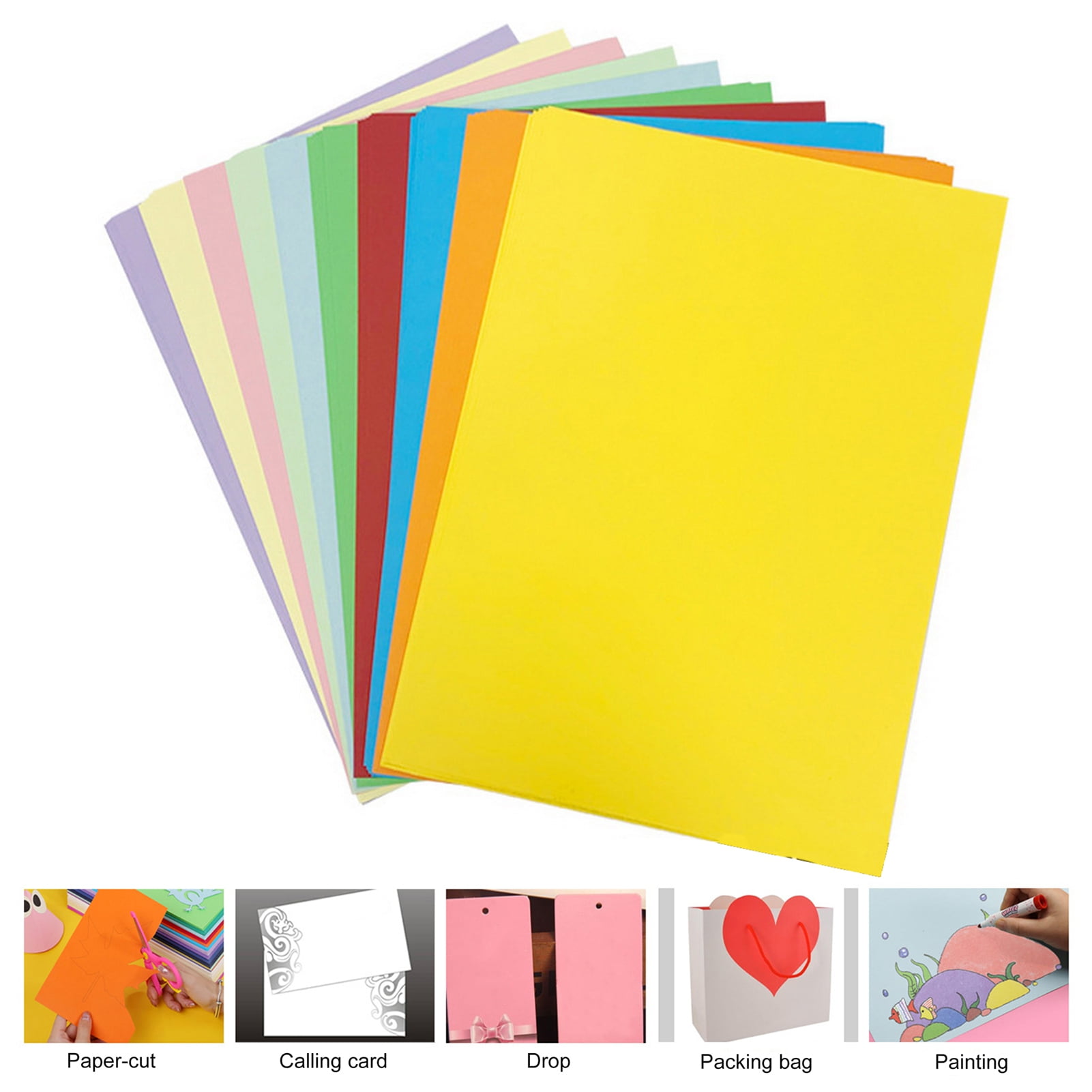 Washranp 50Pcs Multicolor Cardstock,250gsm A4 Size Double Sided Printed ...