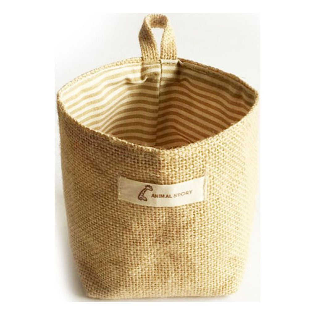 Monstrate Living Room Hanging Storage Basket Cotton Bag Cosmetic Linen ...