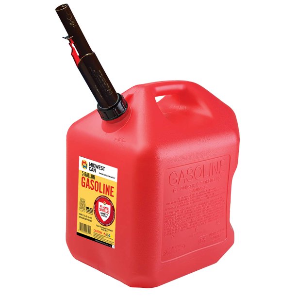 Midwest Can Company 5610 5 Gallon Gas Can Fuel Container Jugs w/ Spout (2 Pack) - Walmart.com