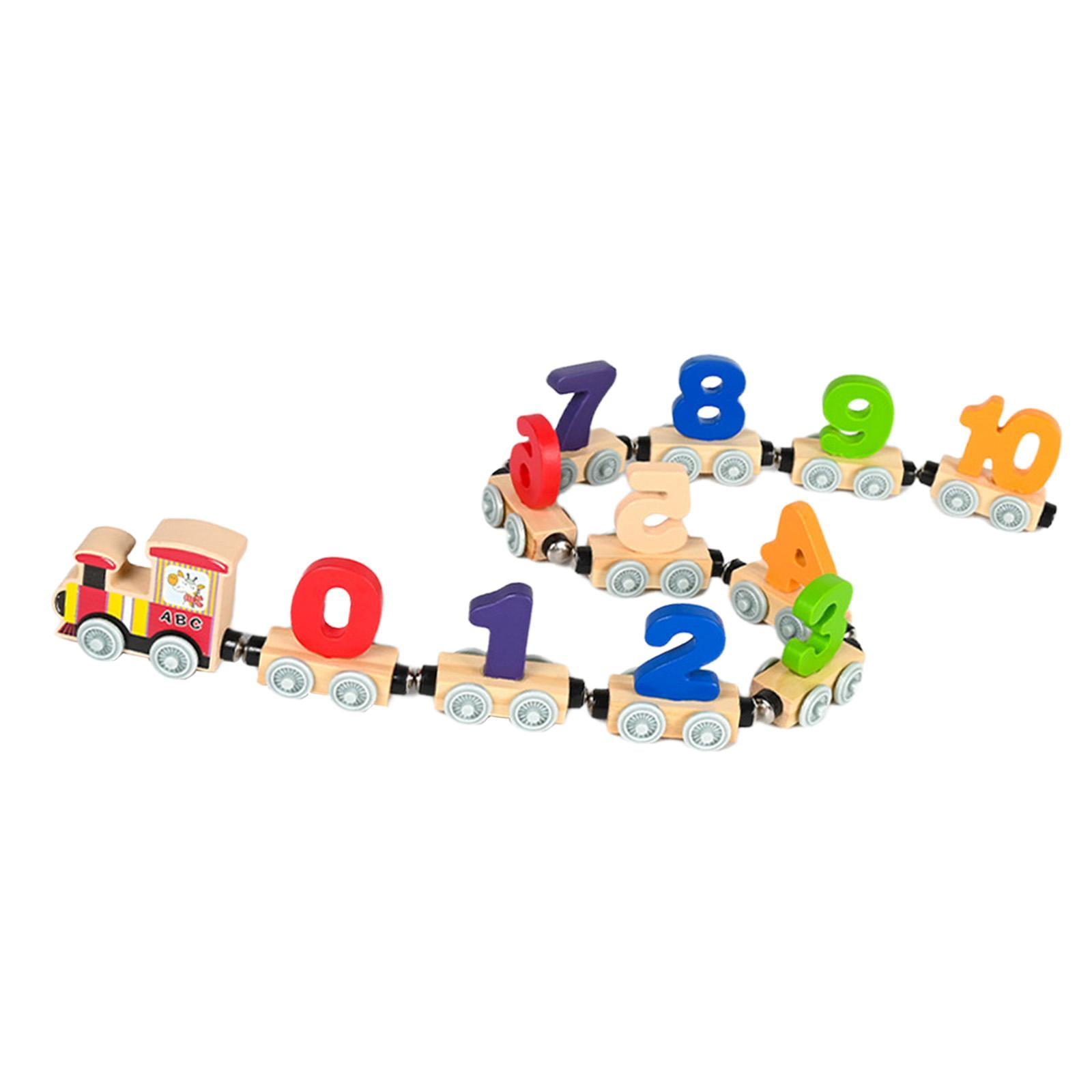 Juego de tren de madera con locomotora Durable colorido para la ...