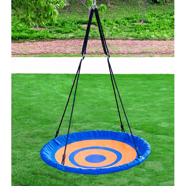 clevr 40" outdoor kids round rope tire tree web net swing nest ...