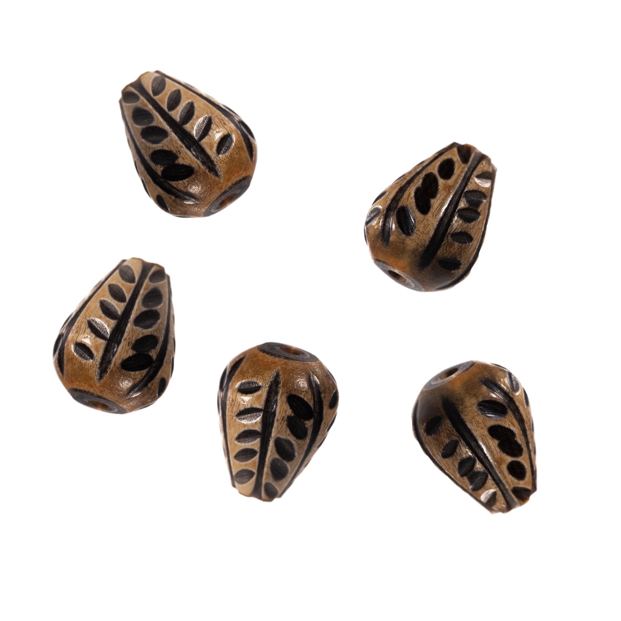 Craft County Pear Shaped Horn Beads – Multiple Designs and Pack Sizes ...