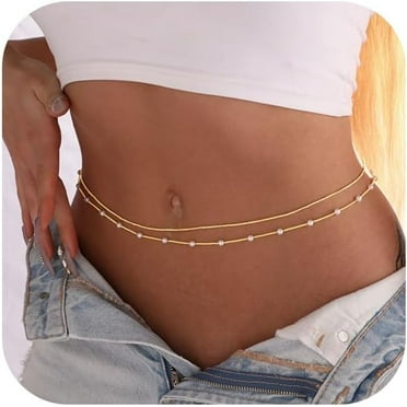 14K Gold Sexy Fine Body Chains for Women, Layered Rhinestone Crossover Bikini Bra Body Jewelry ...