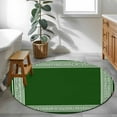 Dark Green Geometric Round Rugs 4ft, White Greek Key Design Abstract ...