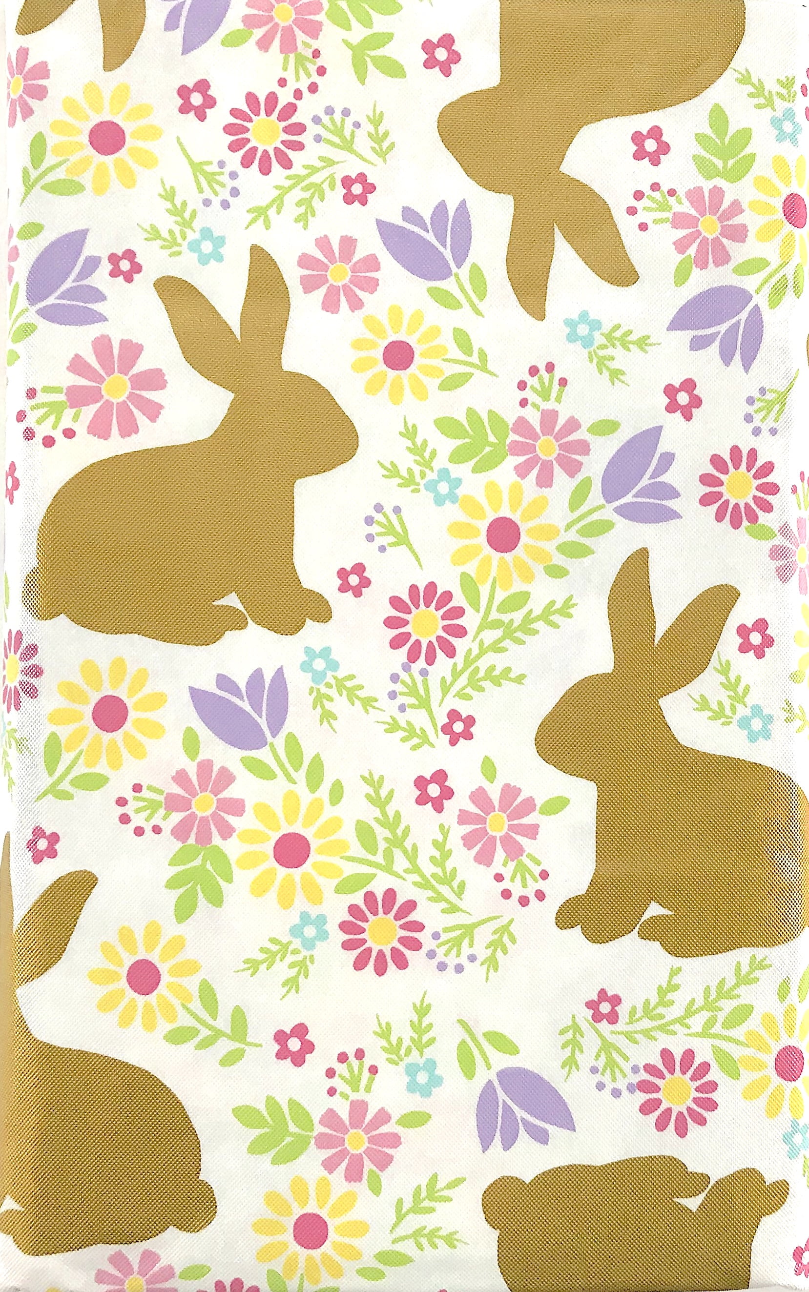 Easter Bunny Vinyl Tablecloth, Spring Welcome Country Gold Silhouette ...