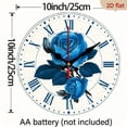 2D Flat 1pc 10Inch Wooden Wall Clock Blue Rose Floral Design Roman ...