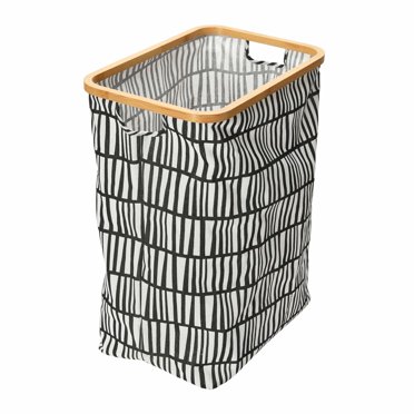 Household Essentials Bamboo X Frame Hamper with Cross Pattern, Black ...