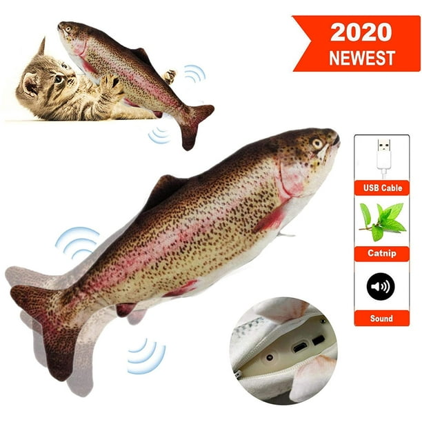 Electric Moving Fish Cat Toy, Realistic Plush Simulation Moving Fish ...