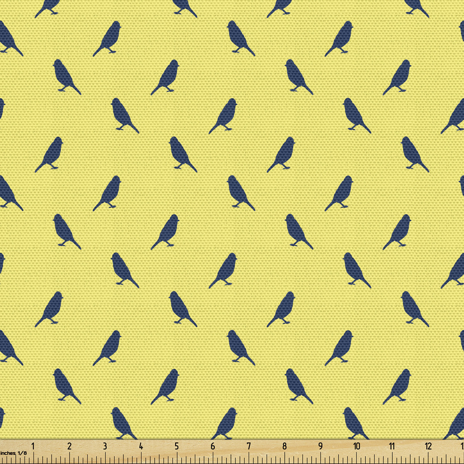 Yellow Bird Fabric by the Yard, Bicolour Silhouette Pattern of Titmouse ...