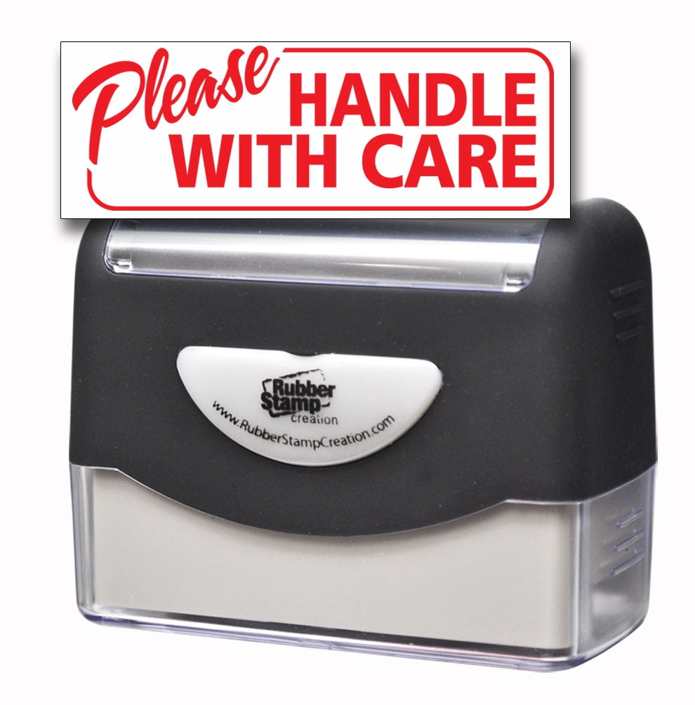 PLEASE HANDLE WITH CARE Pre-inked Stamp - Red Ink (Large) - Walmart.com