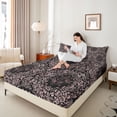 jejeloiu Vintage Damask Queen Sheets,Floral Print Queen Sheet Sets For ...