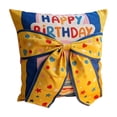 Decorative Throw Pillow Cover With Happy Birthday Script And Bow ...