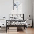 Pemberly Row Contemporary Powder-Coated Steel Single Bed Frame in Black ...