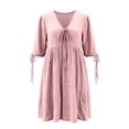 Angala Women Dresses Summer V Neck A Line Mini Dresses Solid Short ...
