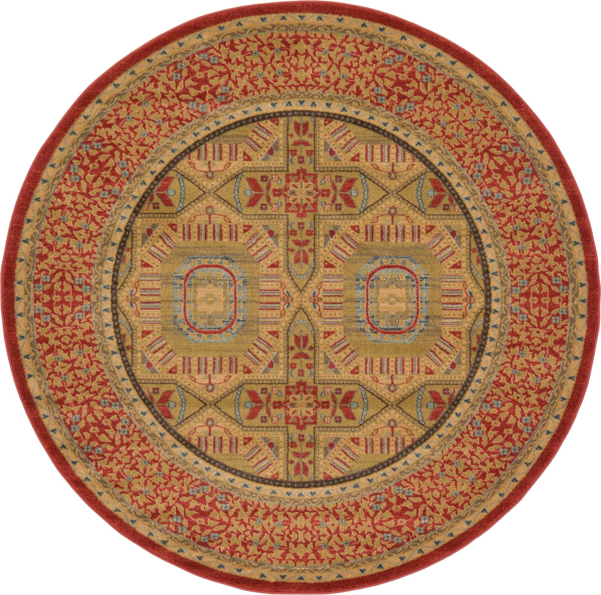 Rugs.com Amina Collection Rug – 6' Round Red Flatweave Rug Perfect For ...