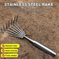 Agiufgs Garden Rake Stainless Steel 7, Multi-Claw Leaf Rake for Easy ...