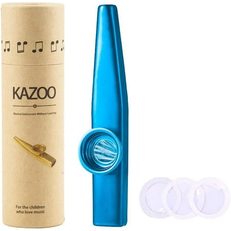 Kazoo, Blue Aluminum Alloy Kazoo and 3 Membrane Flute Diaphragms Mouth ...