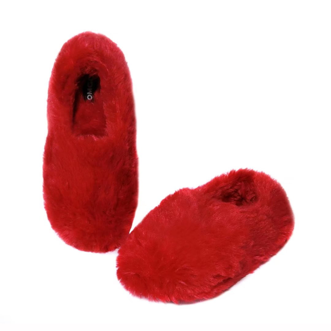 Onmygogo Fuzzy Winter Indoor Slippers for Women (7-8 B(M) US, red ...