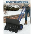 EDTara Heavy Duty Snow Shovel with Wheels, Steel Dual Handle Push Snow ...