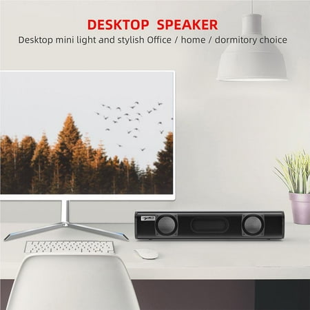 Desktop Strip Soundbar Speaker with 3.5mm Stereo Computer Easy Volume ...