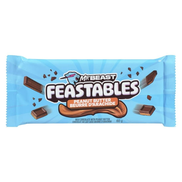 Feastables MrBeast Peanut Butter Milk Chocolate Bar, 60g, 1 Count ...
