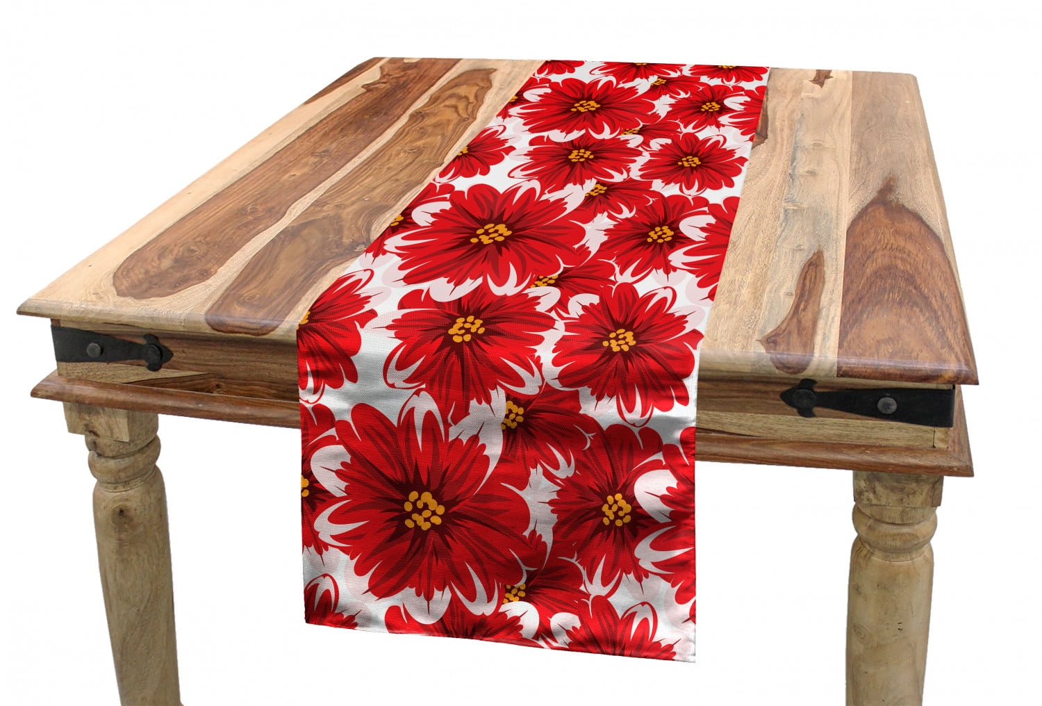 Flower Table Runner, Blossoming Nature Themed Fresh Seasonal Romantic ...