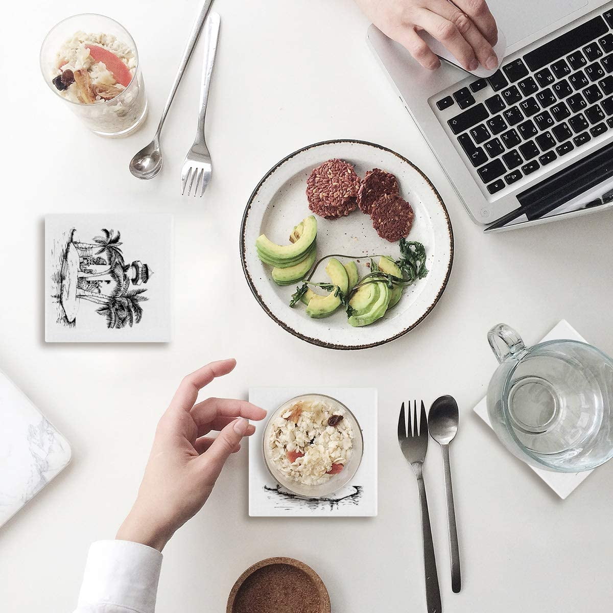 ZHANZZK Watchtower Set of 4 Coaster for Drinks, Absorbent Ceramic Stone ...