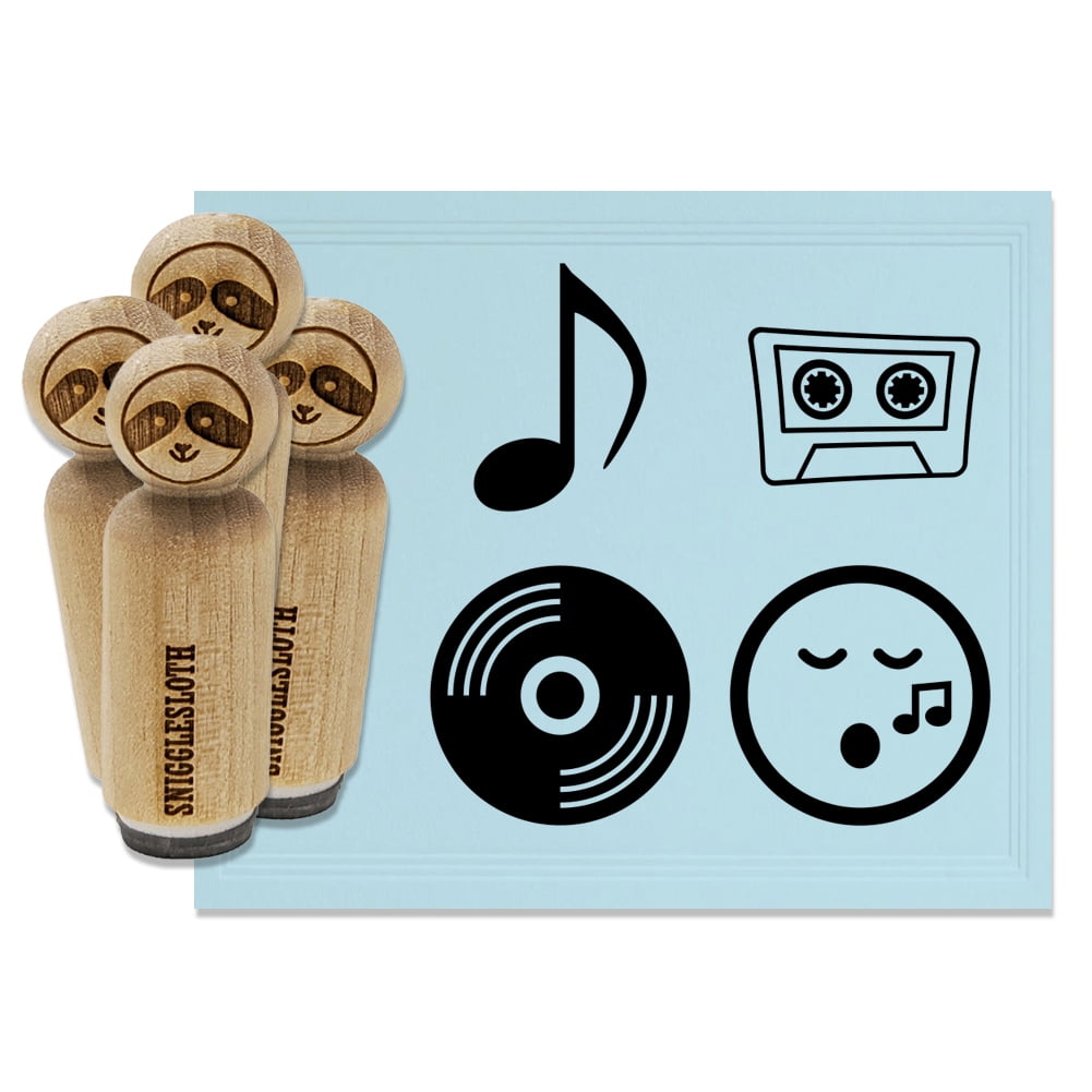 Music Lover Vinyl Record Cassette Tape Singing Note Rubber Stamp Set ...